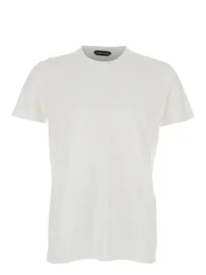 TOM FORD Tom Ford Men T-Shirt 'Cotton Silk Ss' White With Round Neck In Cotton And Silk Men Multicolor