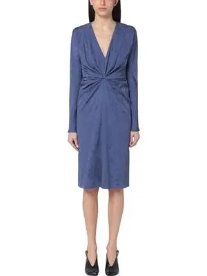 Etro Jacquard-effect V-neck Dress - Blue