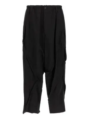 Yohji Yamamoto Wool Random Tuck Trousers - Black
