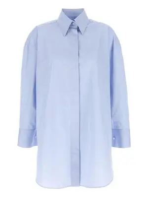 Givenchy Asymmetric Cotton Poplin Shirt - Blue