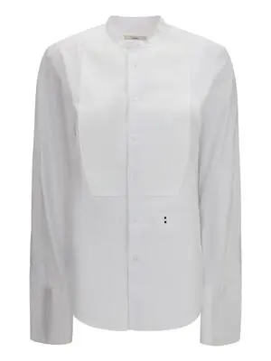 Fendi Cotton Poplin Mandarin Collar Shirt - White