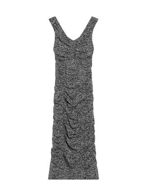 Dolce & Gabbana Diagonal Print Silk Blend Dress - Black