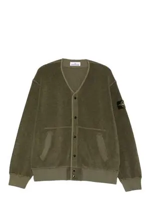 Stone Island Garment-dyed Cotton-blend Terry Cardigan - Green