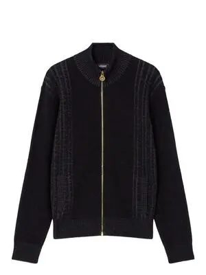 Versace Medusa Zip Up Cardigan - Gray