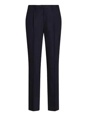 Etro Stretch Wool Pleated Trousers - Blue