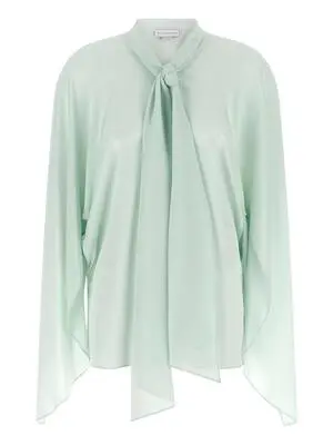 Stella McCartney Silk Lavallière Collar Shirt - Green