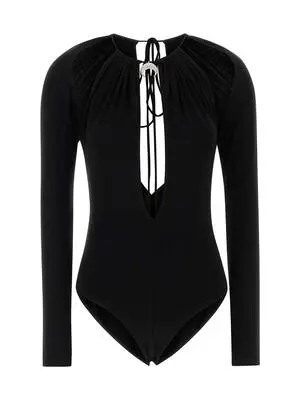 MARINE SERRE Stretch Viscose Bodysuit - Black