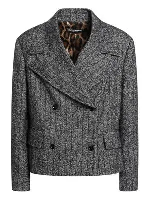 Dolce & Gabbana Dark Grey Short Oversized Striped Jacket - Gray