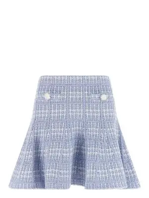 SELF-PORTRAIT SELF-PORTRAIT Check Knit Mini Skirt Blue
