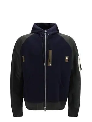 Sacai Cotton Blend And Twill Hoodie - Multicolor