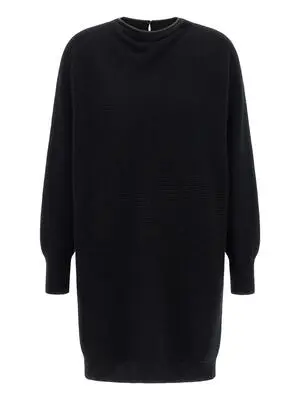 Brunello Cucinelli Ribbed Knit Mini Dress - Black