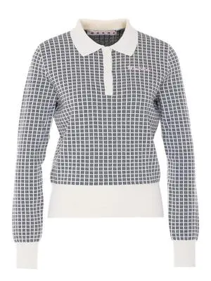 Marni Logo Knitted Polo Gray