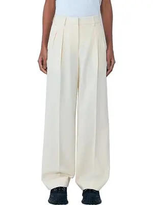 Moncler Moncler Women Cotton Gabardine Wide-Leg Tailored Pants Multicolor