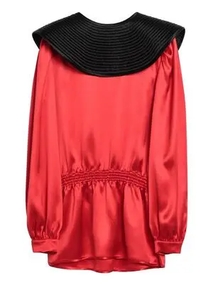 Valentino Garavani Silk Contrast Collar Blouse - Orange