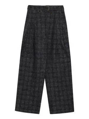 Burberry Check Jacquard Wide Leg Jeans - Blue