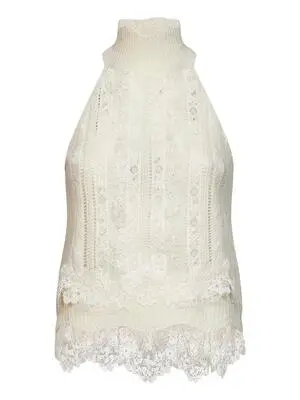 ERMANO SCERVINO ERMANO SCERVINO Cashmere Knit And Valencienne Lace Top