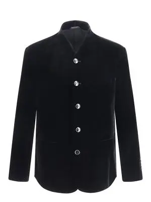 Giorgio Armani Blazer One Shot In Stretch Viscose And Cupro Velvet - Black