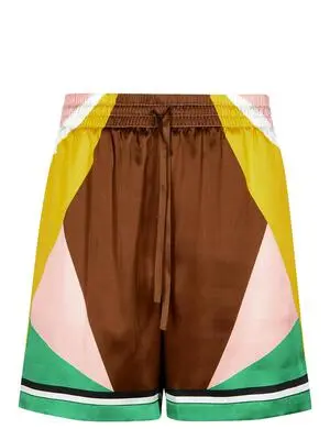 Casablanca CASABLANCA Geometric Silk Bermuda Shorts Multicolor