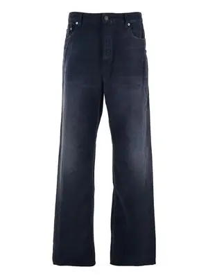Balenciaga Oversize Faded Cotton Jeans - Multicolor