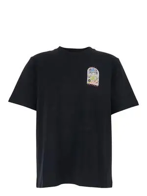 Casablanca Black T-shirt With Logo Detail On The Front And Maxi Logo On The Back In Cotton - Multicolor
