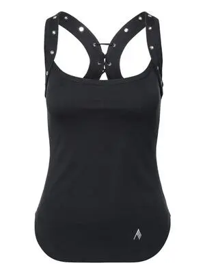 Attico Cotton Tank Top With Silver Studs - Black