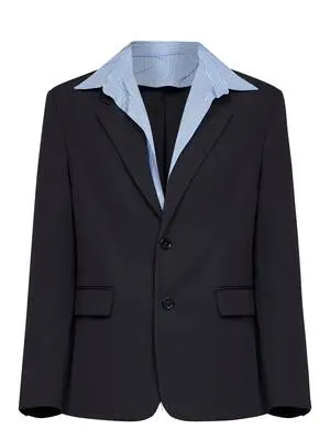 Balenciaga Dark Navy Wool Twill Hybrid Shirt Jacket - Multicolor
