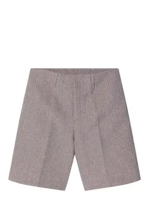 Fendi Fendi Beige Jacquard Bermuda Shorts With Topstitching Men Green