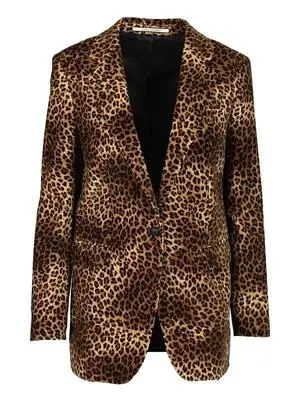 TAGLIATORE TAGLIATORE Single-Breasted Animalier Cotton Blazer