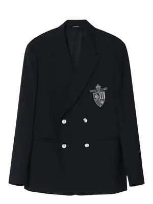 Fendi Double-breasted Jacket In Midnight Virgin Wool - Blue