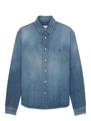 Saint Laurent Cassandre Horizon Blue Denim Shirt - Multicolor