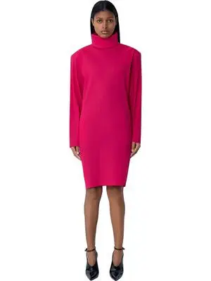 Saint Laurent High Neck Long Sleeve Dress - Red