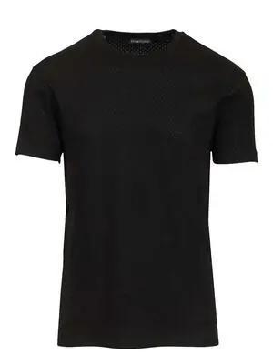 TOM FORD Perforated Ribbed T-shirt - Black