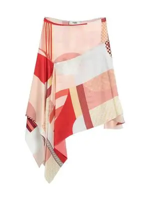 Fendi Silk Patchwork Skirt - Blue