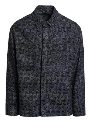 Fendi Indigo Jacket With Ff Jacquard - Blue