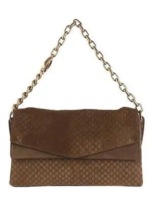 Gucci Interlocking G Suede Shoulder Bag - Brown