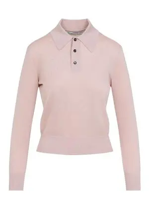 Bottega Veneta Long Sleeve Cashmere Polo Top - Multicolor