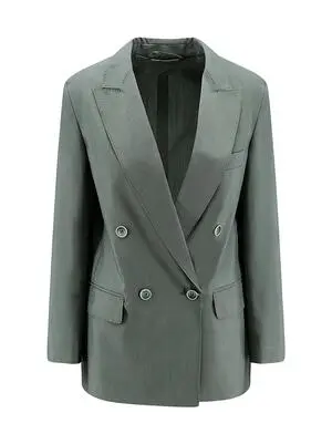 Max Mara MAX MARA Virgin Wool And Silk Double-Breasted Blazer Multicolor