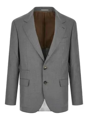 Brunello Cucinelli Hopsack Blazer - Gray