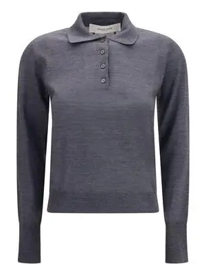 GOLDEN GOOSE GOLDEN GOOSE Long Sleeve Merino Wool Polo Gray