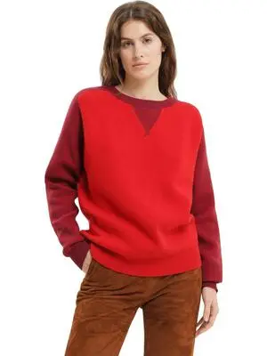 1989 STUDIO Color Block Crew Neck Sweater - Red