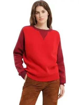 1989 STUDIO Wool Color Block Crew Neck Sweater - Red