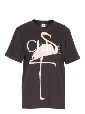 Chloé CHLOE Fenicotteri Print And Logo T-Shirt Black