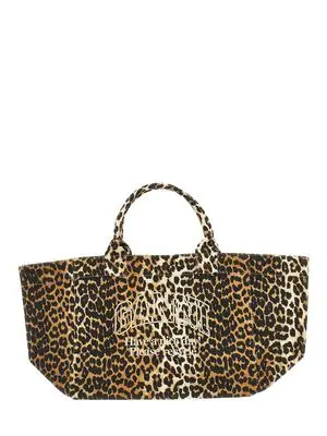 GANNI Leopard Canvas Xxl Tote Bag - Multicolor