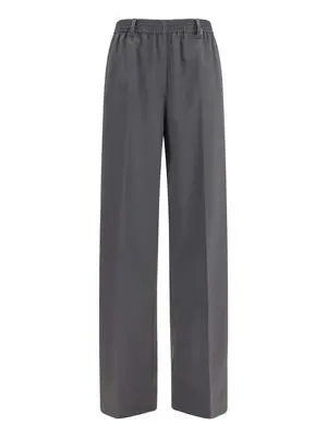 Miu Miu Elasticated Straight Leg Wool Pants - Gray