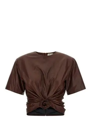 Magda Butrym Leather Short-sleeve Top - Brown