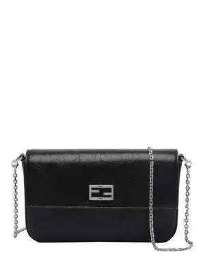 Fendi Wallet On Chain Tube With Ff Baguette Logo - Black