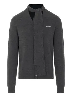 Miu Miu Logo Cardigan - Gray