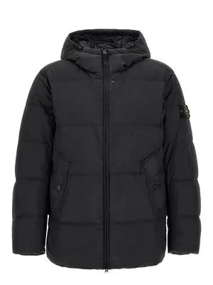 Stone Island Ruffled Effect Down Jacket - Blue