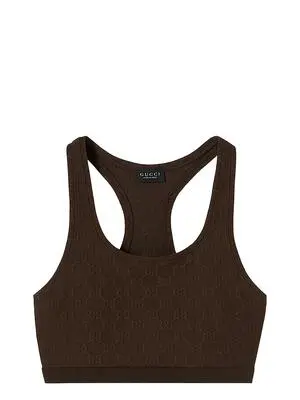 Gucci Gg Jacquard Jersey Top - Brown