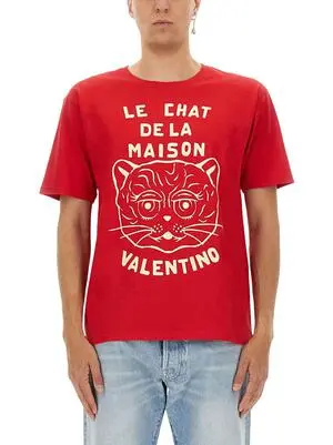 Valentino Garavani T-shirt With Chat De La Maison Print - Red